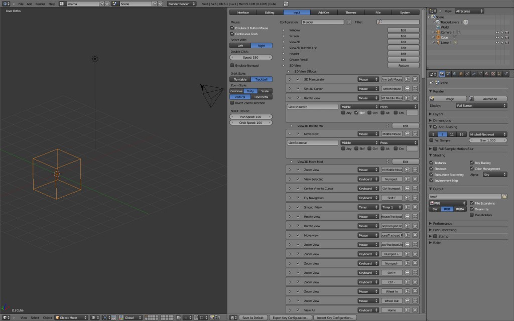 Pan and rotate view setting in Blender 2.5 :: Blender Mama